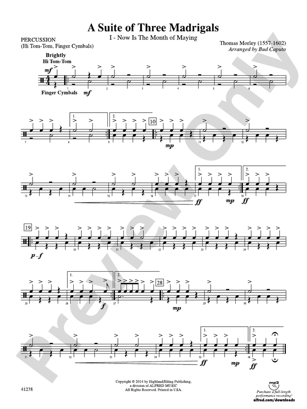 A Suite of Three Madrigals: 1st Percussion: 1st Percussion Part - Digital Sheet Music Download