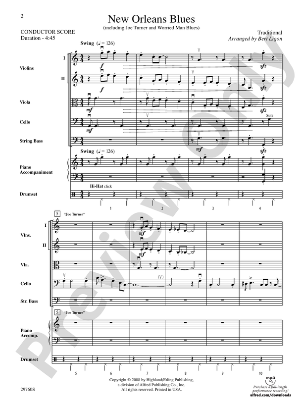 New Orleans Blues: String Orchestra Conductor Score & Parts - Digital ...