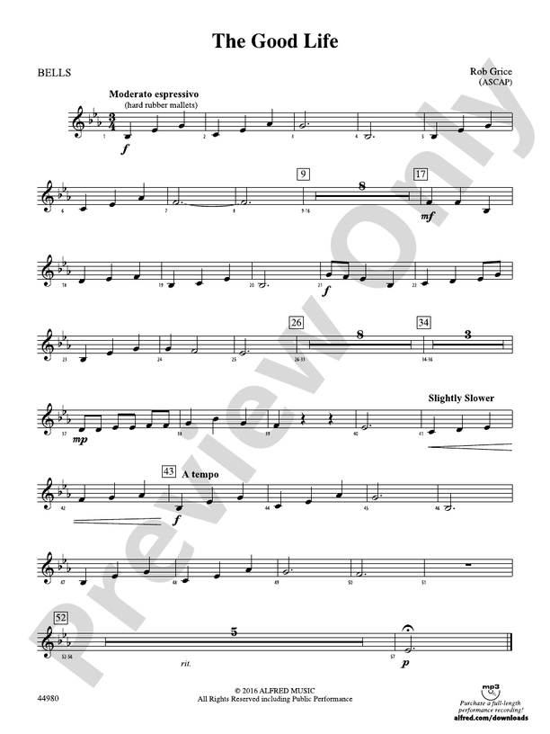 The Good Life: Bells: Bells Part - Digital Sheet Music Download