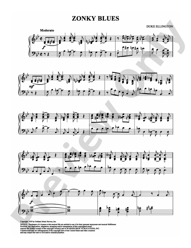 Zonky Blues: Piano: Duke Ellington - Digital Sheet Music Download