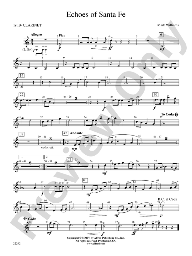 Echoes of Santa Fe: 1st B-flat Clarinet: 1st B-flat Clarinet Part ...