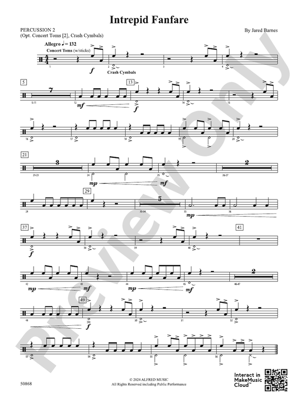 Intrepid Fanfare: 2nd Percussion: 2nd Percussion Part - Digital Sheet Music Download