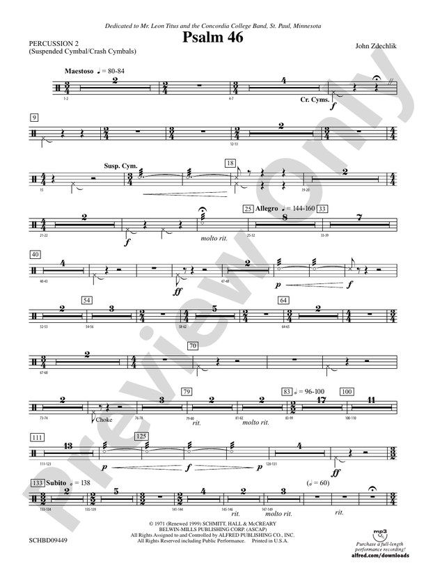 Psalm 46: 2nd Percussion: 2nd Percussion Part - Digital Sheet Music ...