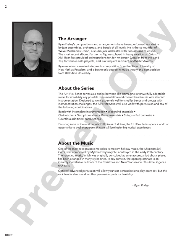 Bell Carol Rock: Score: Concert Band Score: Mykola D. Leontovych ...