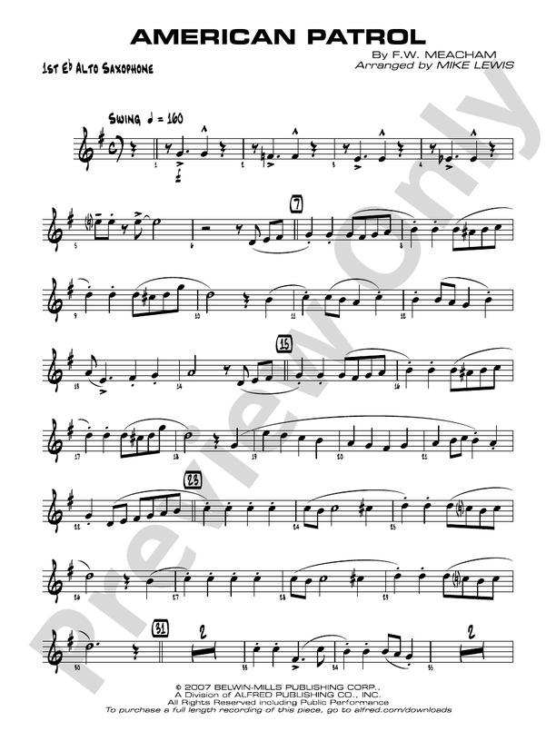 American Patrol: E-flat Alto Saxophone: E-flat Alto Saxophone Part - Digital Sheet Music Download