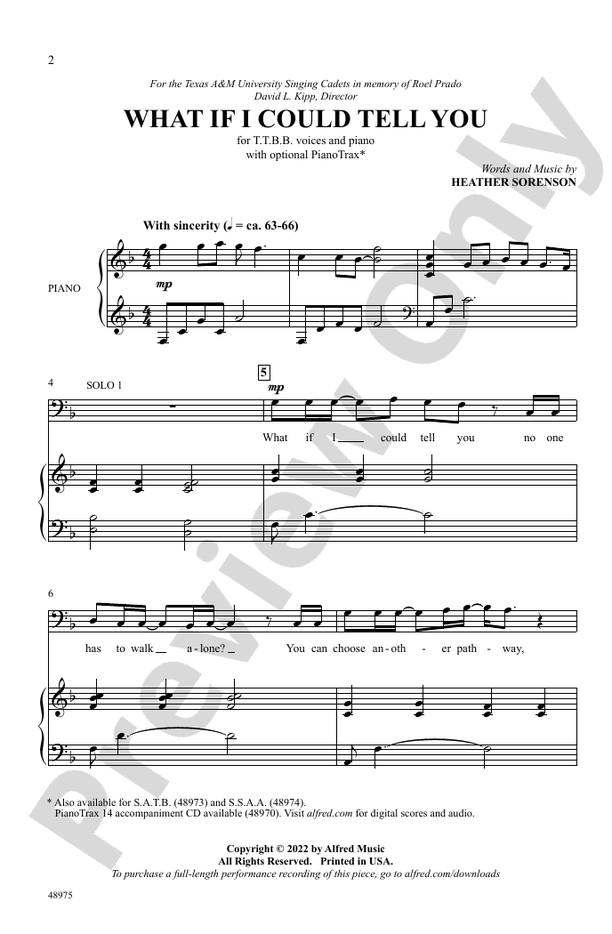 What If I Could Tell You: TTBB Choral Octavo: Heather Sorenson ...