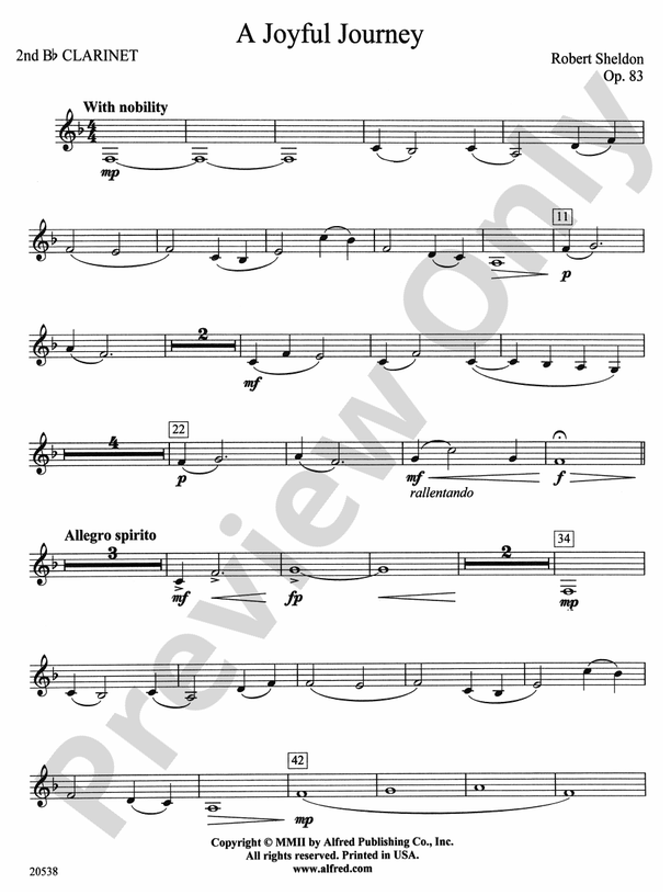 A Joyful Journey: 2nd B-flat Clarinet: 2nd B-flat Clarinet Part - Digital Sheet Music Download