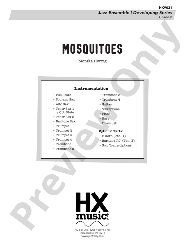 Mosquitoes: Score: Jazz Ensemble Score: Monika Herzig - Digital Sheet ...
