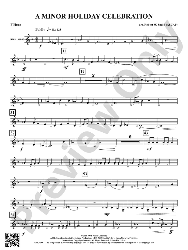 A Minor Holiday Celebration: 1st F Horn: 1st F Horn Part - Digital ...