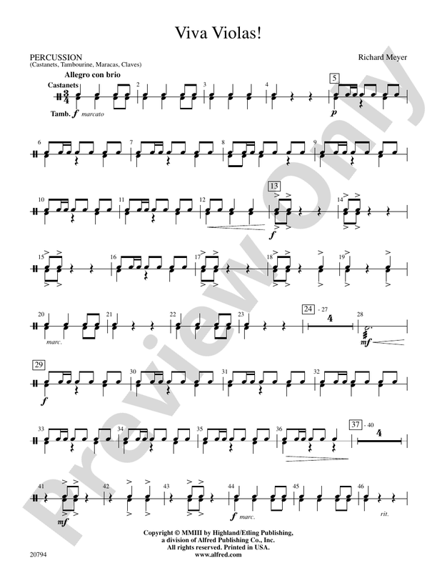Viva Violas!: 1st Percussion: 1st Percussion Part - Digital Sheet Music Download