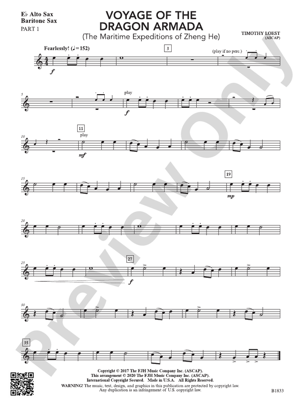 Voyage of the Dragon Armada: Part 1 - E-flat Alto Sax / Baritone Sax: Part 1 - E-flat Alto Sax ...