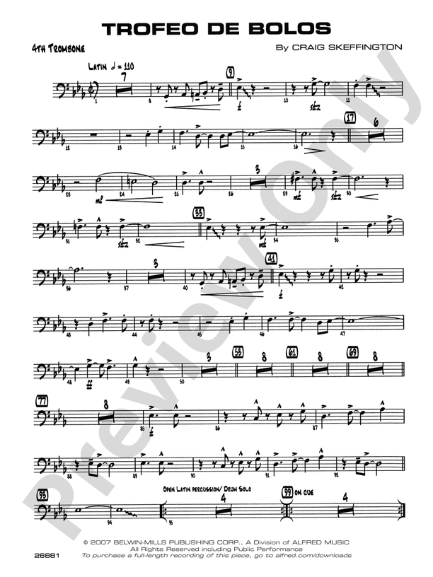 Trofeo de Bolos: 4th Trombone: 4th Trombone Part - Digital Sheet Music ...