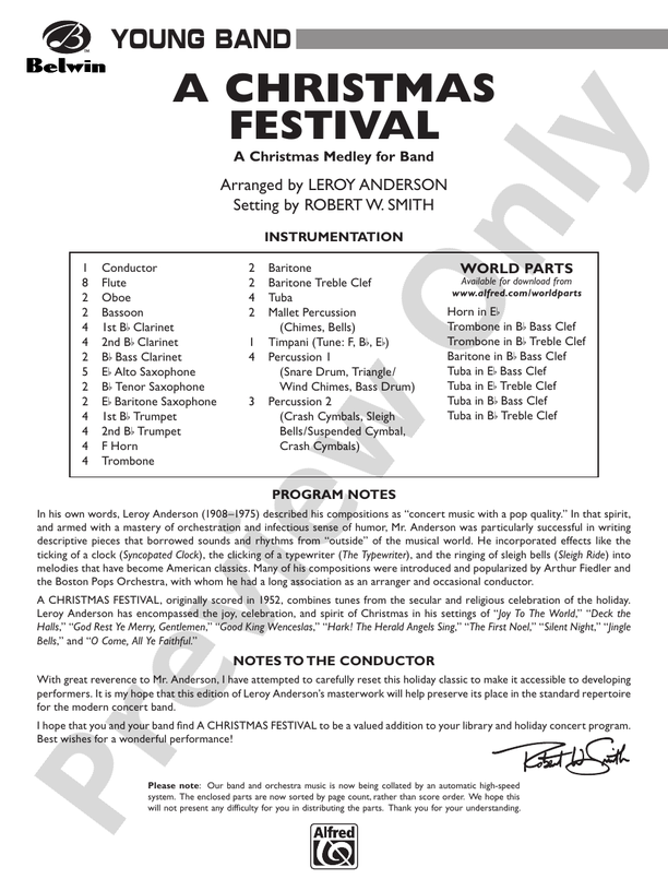 A Christmas Festival: Score: Concert Band Score - Digital Sheet Music ...