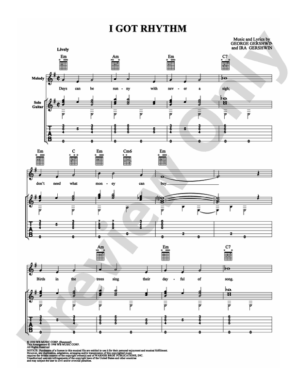 I Got Rhythm: Guitar TAB: George Gershwin - Digital Sheet Music Download