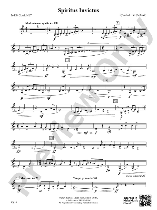 Spiritus Invictus: 2nd B-flat Clarinet: 2nd B-flat Clarinet Part ...