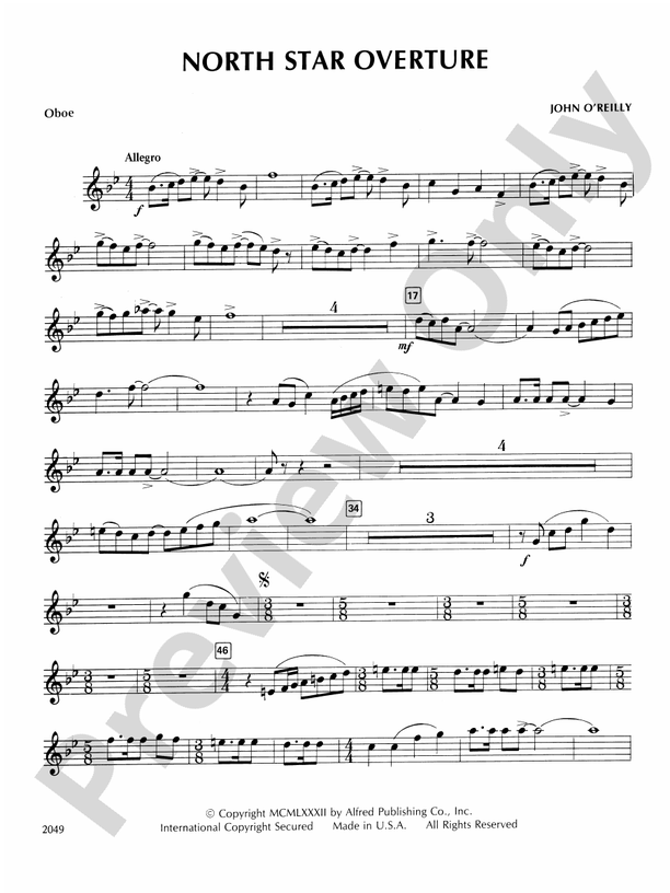 North Star Overture: Oboe: Oboe Part - Digital Sheet Music Download