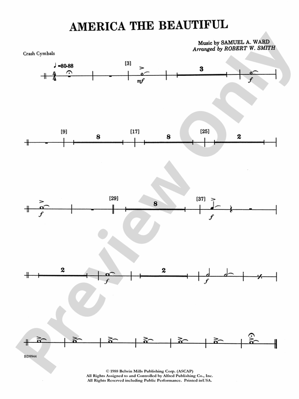 America the Beautiful: 1st Percussion: 1st Percussion Part - Digital ...