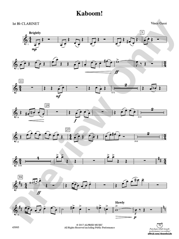 Kaboom!: 1st B-flat Clarinet: 1st B-flat Clarinet Part - Digital Sheet ...