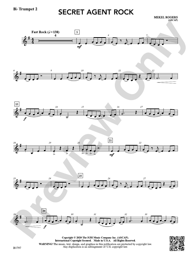 Secret Agent Rock: B-flat Trumpet 2: B-flat Trumpet 2 Part: Mekel Rogers - Digital Sheet Music ...