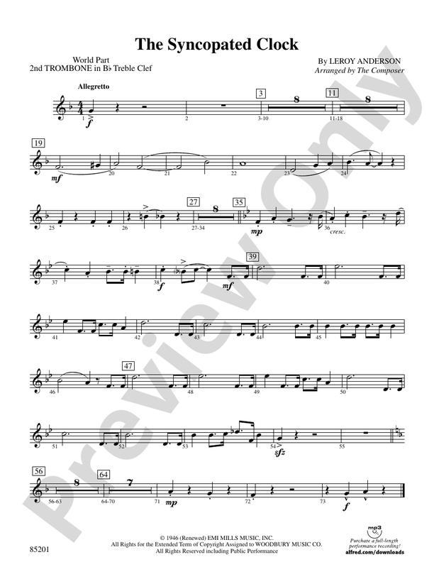 The Syncopated Clock: (wp) 2nd B-flat Trombone T.C.: (wp) 2nd B-flat ...