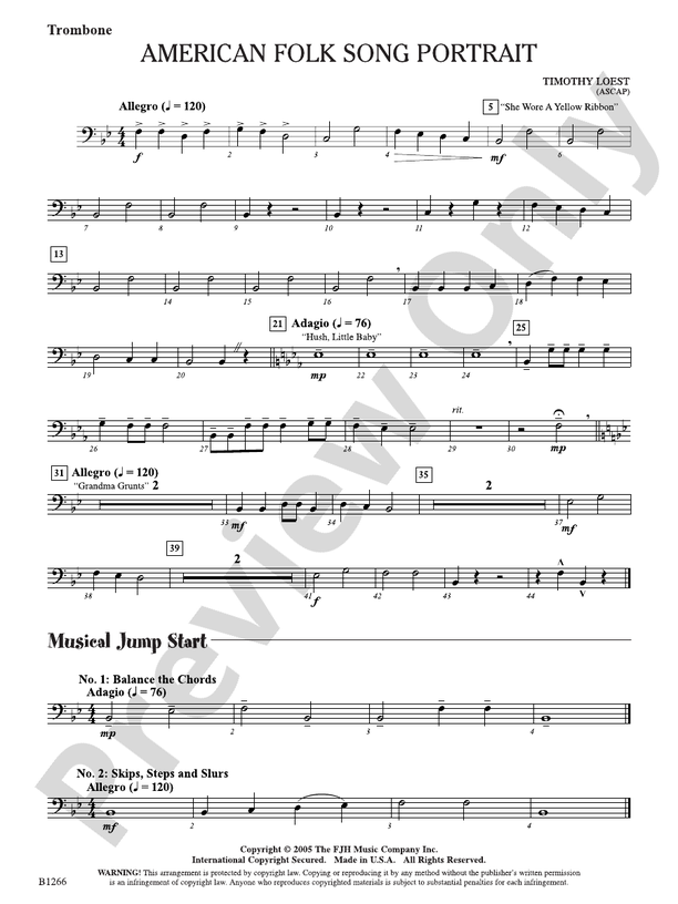 American Folk Song Portrait: Trombone: Trombone Part: Timothy Loest ...
