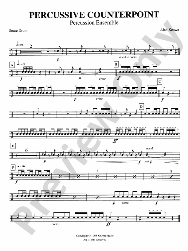 Percussive Counterpoint: Snare Drum: Snare Drum Part - Digital Sheet ...