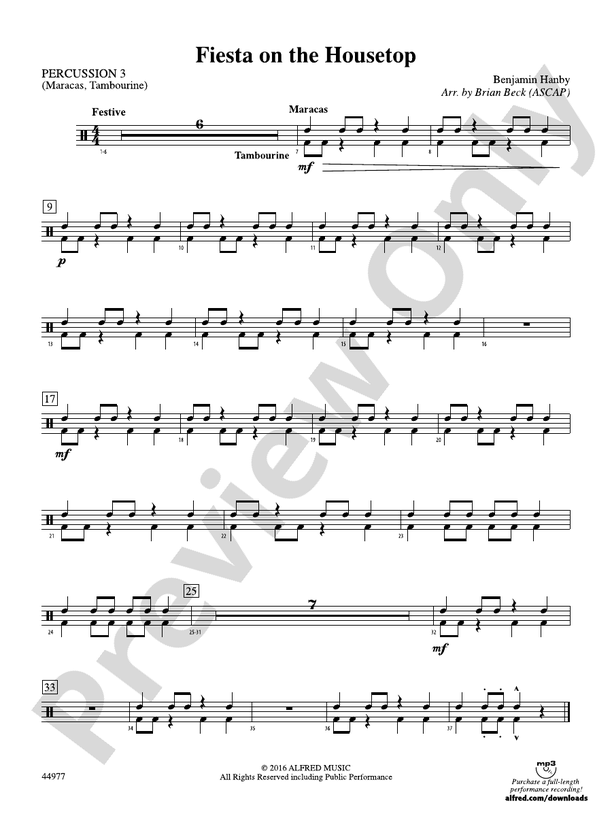 Fiesta on the Housetop: 3rd Percussion: 3rd Percussion Part - Digital ...