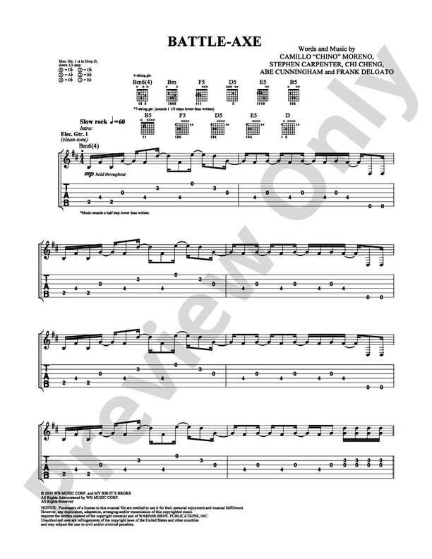 Battle-Axe: Guitar TAB: Deftones - Digital Sheet Music Download