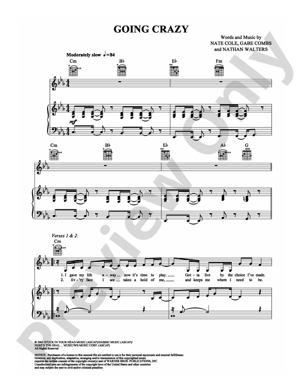 Going Crazy: Piano/Vocal/Chords: Plus One - Digital Sheet Music Download
