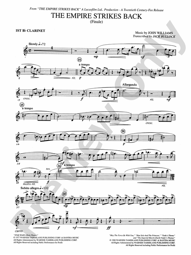 The Empire Strikes Back (Finale): 1st B-flat Clarinet: 1st B-flat ...
