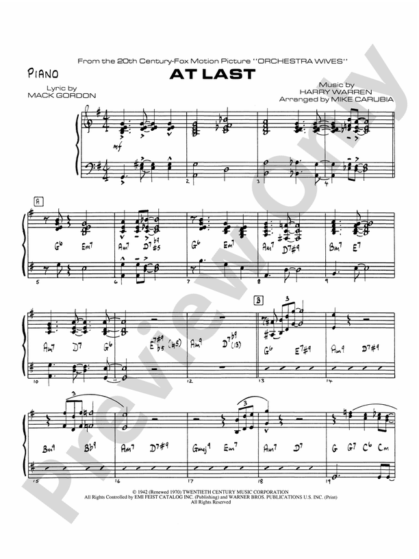 At Last: Piano Accompaniment: Piano Accompaniment Part - Digital Sheet ...