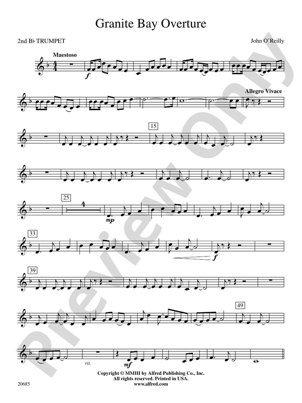 Granite Bay Overture: 2nd B-flat Trumpet: 2nd B-flat Trumpet Part - Digital Sheet Music Download