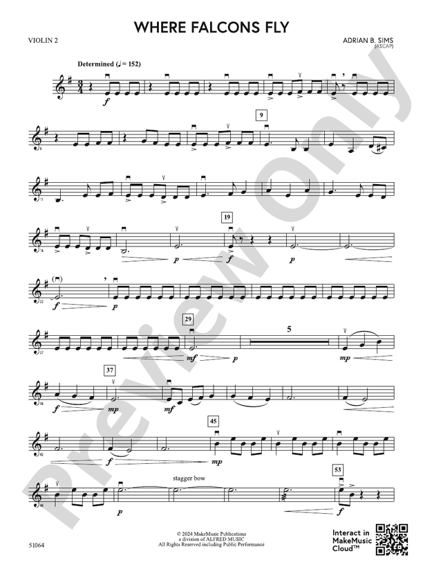 Where Falcons Fly: 2nd Violin: 2nd Violin Part - Digital Sheet Music ...