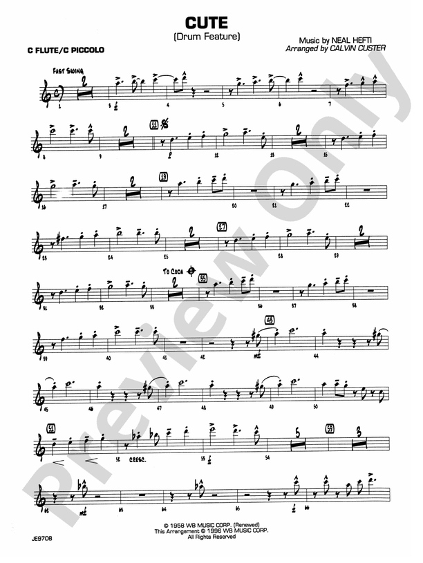 Cute: Flute: Flute Part - Digital Sheet Music Download