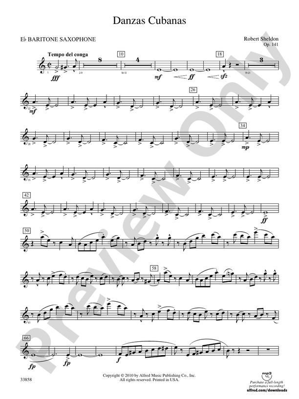Danzas Cubanas: E-flat Baritone Saxophone: E-flat Baritone Saxophone Part - Digital Sheet Music ...