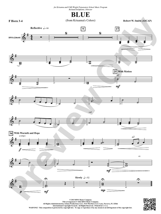 Blue - From Krisanna's Colors: 3rd & 4th F Horns: 3rd & 4th F Horns ...