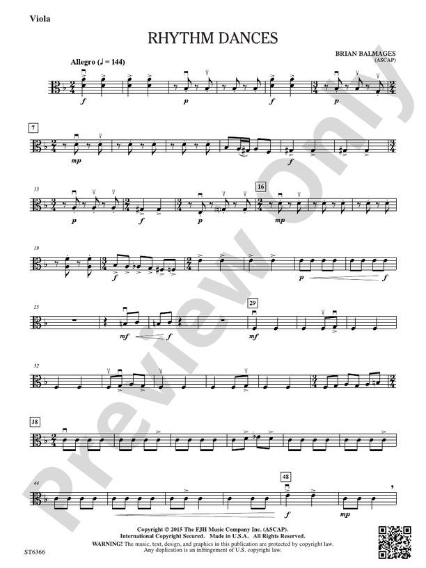 Rhythm Dances: Viola: Viola Part: Brian Balmages - Digital Sheet Music ...