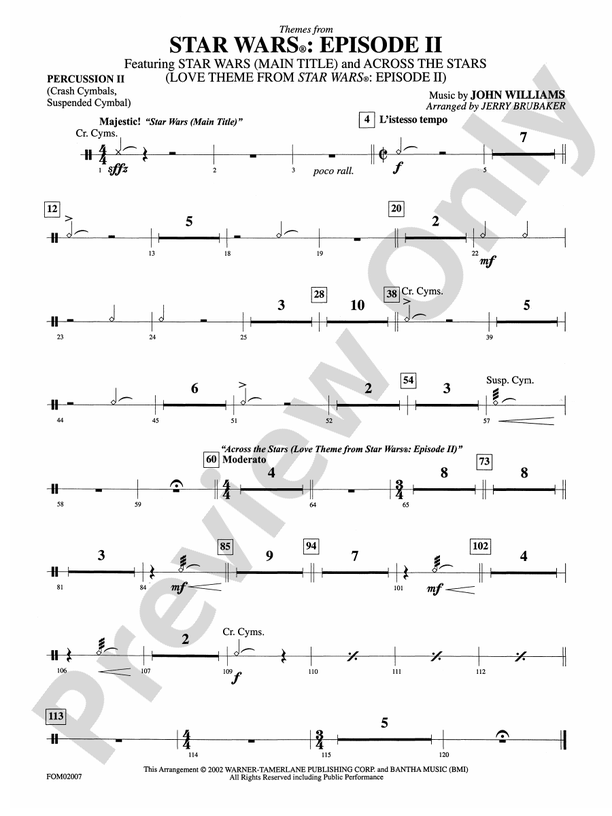 Star Wars®: Episode II Attack of the Clones: 2nd Percussion: 2nd ...