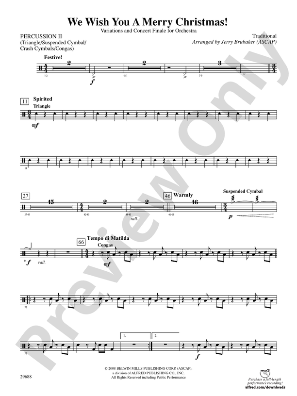We Wish You a Merry Christmas: 2nd Percussion: 2nd Percussion Part - Digital Sheet Music Download