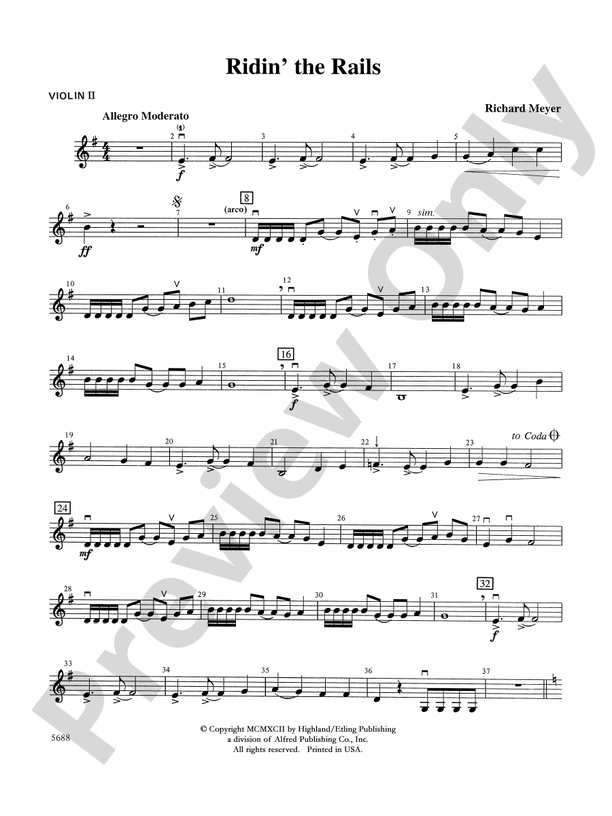 Ridin' the Rails: 2nd Violin: 2nd Violin Part - Digital Sheet Music Download