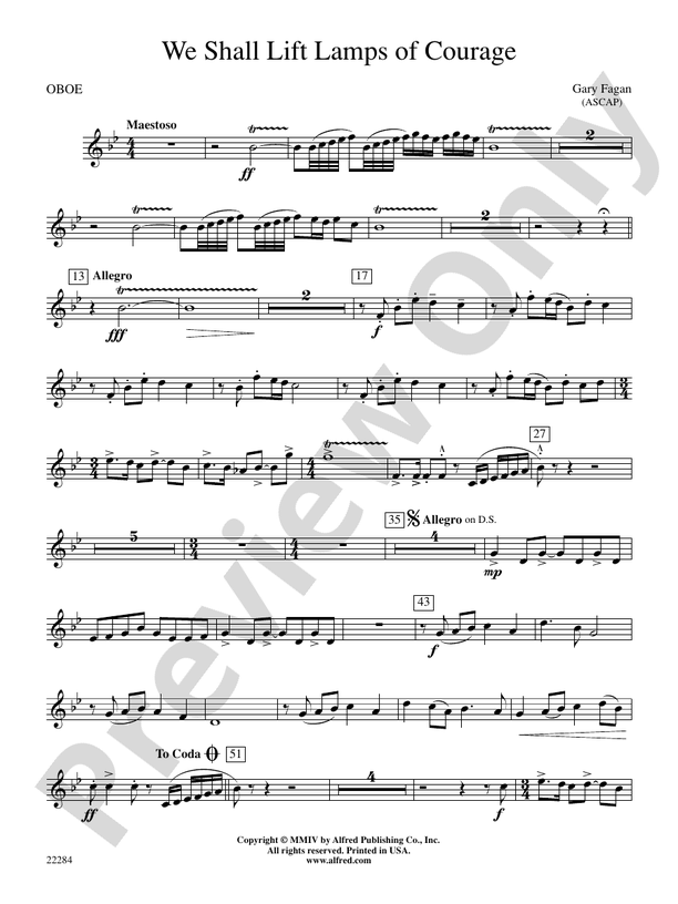 We Shall Lift Lamps of Courage: Oboe: Oboe Part - Digital Sheet Music ...