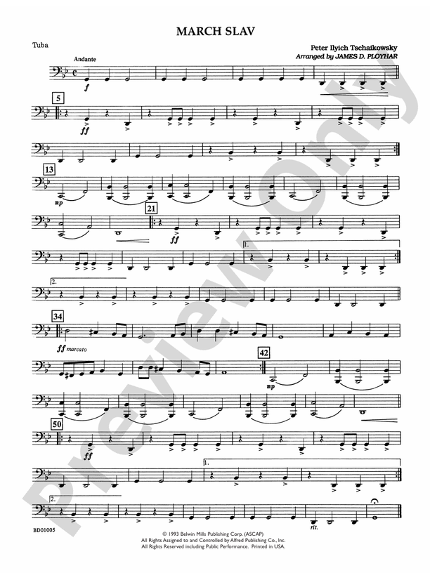 March Slav: Tuba: Tuba Part - Digital Sheet Music Download
