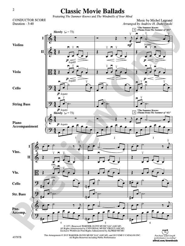 Classic Movie Ballads: Score: String Orchestra Score - Digital Sheet ...