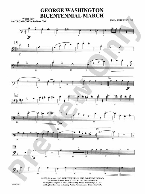 George Washington Bicentennial March: WP 2nd B-flat Trombone B.C.: WP ...