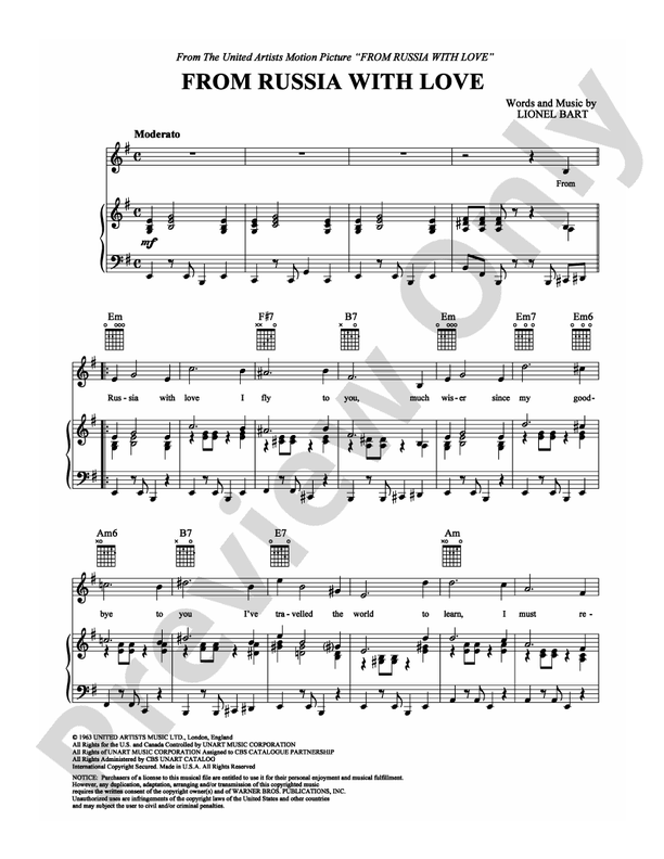 From Russia With Love: Piano/Vocal/Chords: Matt Terry Parsons Monro ...