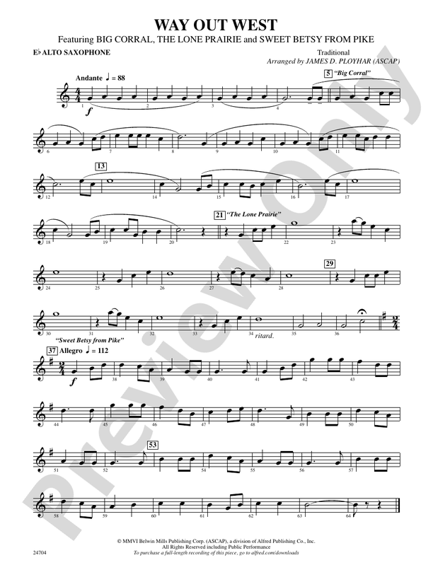 Way Out West: E-flat Alto Saxophone: E-flat Alto Saxophone Part ...