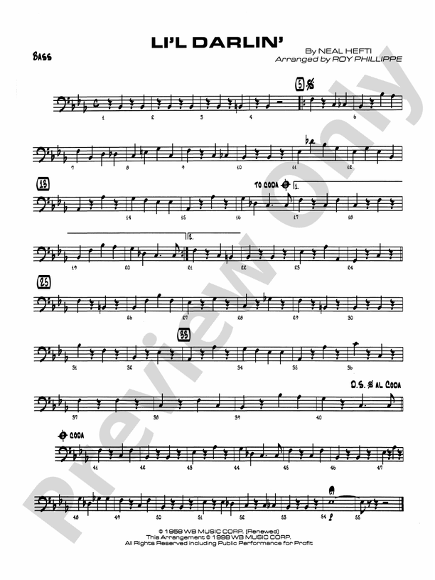 Li'l Darlin': String Bass: String Bass Part - Digital Sheet Music Download