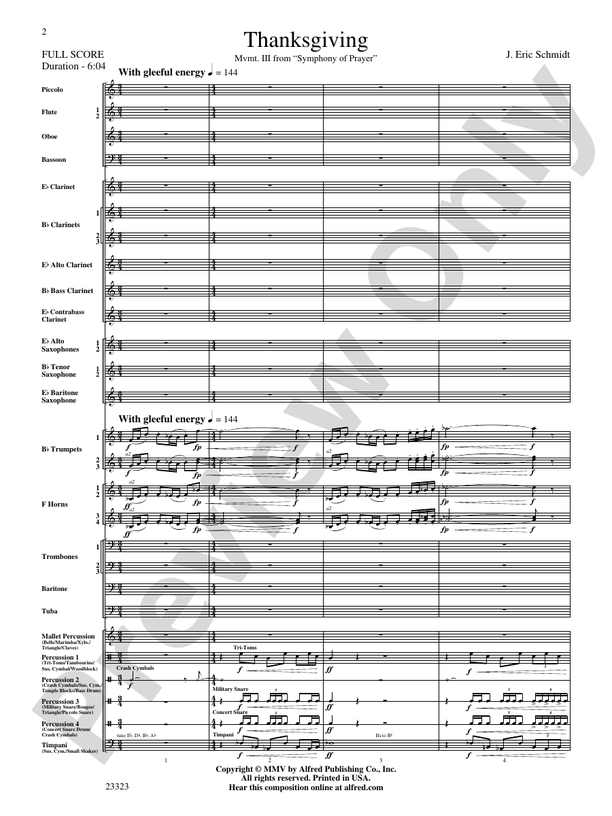 Thanksgiving: Score: Concert Band Score - Digital Sheet Music Download