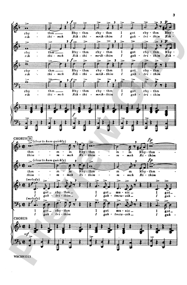 I Got Rhythm: SATB Choral Octavo: George Gershwin - Digital Sheet Music ...