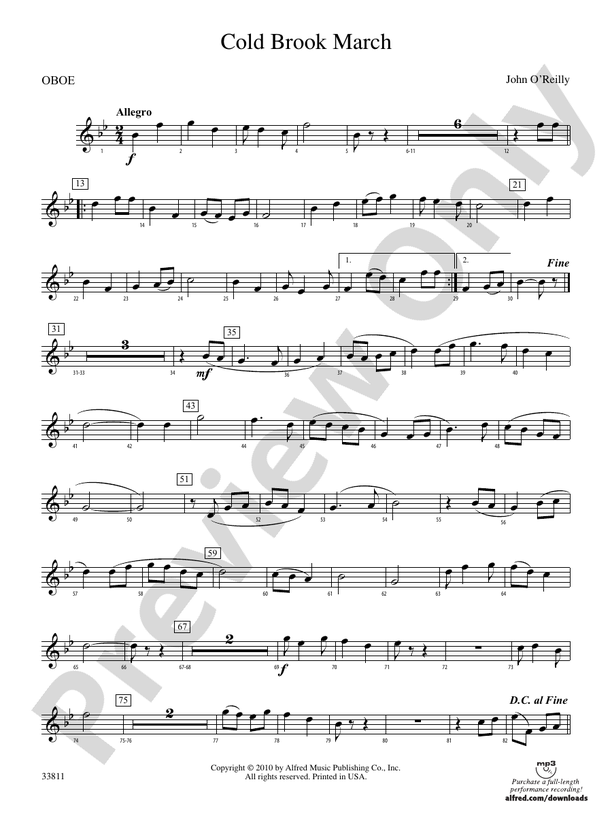 Cold Brook March: Oboe: Oboe Part - Digital Sheet Music Download